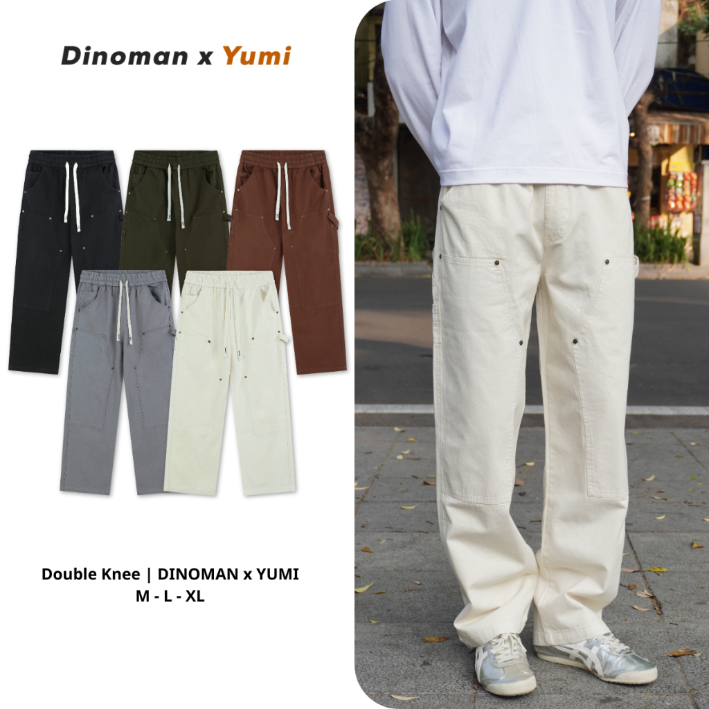 Dinoman Double Knee Khaki Pants & Yumi Soft Khaki Material 300gsm ...