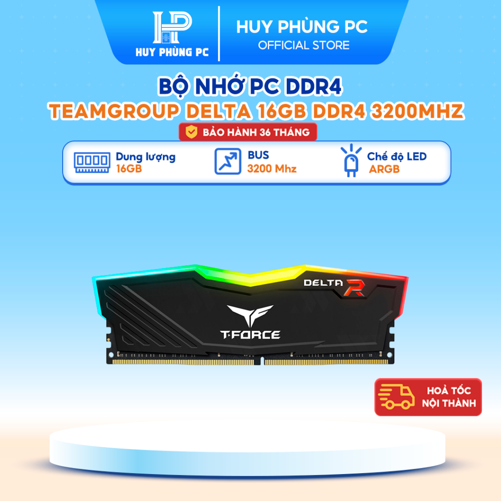 Ram Desktop TEAMGROUP DELTA RGB Black 16GB (1x16GB) DDR4 3200MHz ...