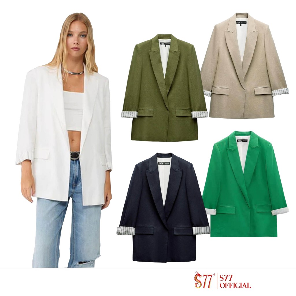 เบลเซอร์หลวมแบรนด์ Zr ผ้าลินินแท้ S77เอสพี เอสพี เอสพี เอสพี013202 ...