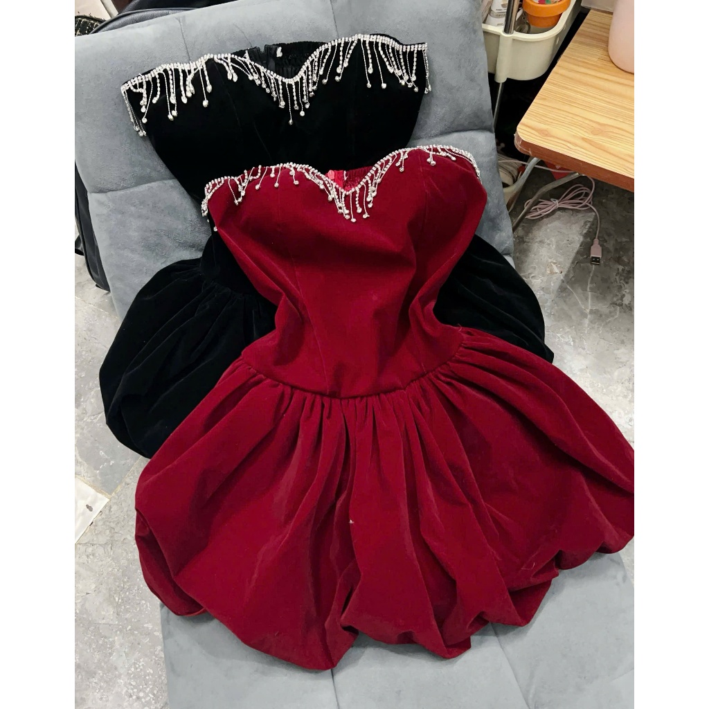 ชุดคัพกํามะหยี่พร้อม STONE STRAP SHORT FLAWED SHAPE LDB | Shopee Thailand