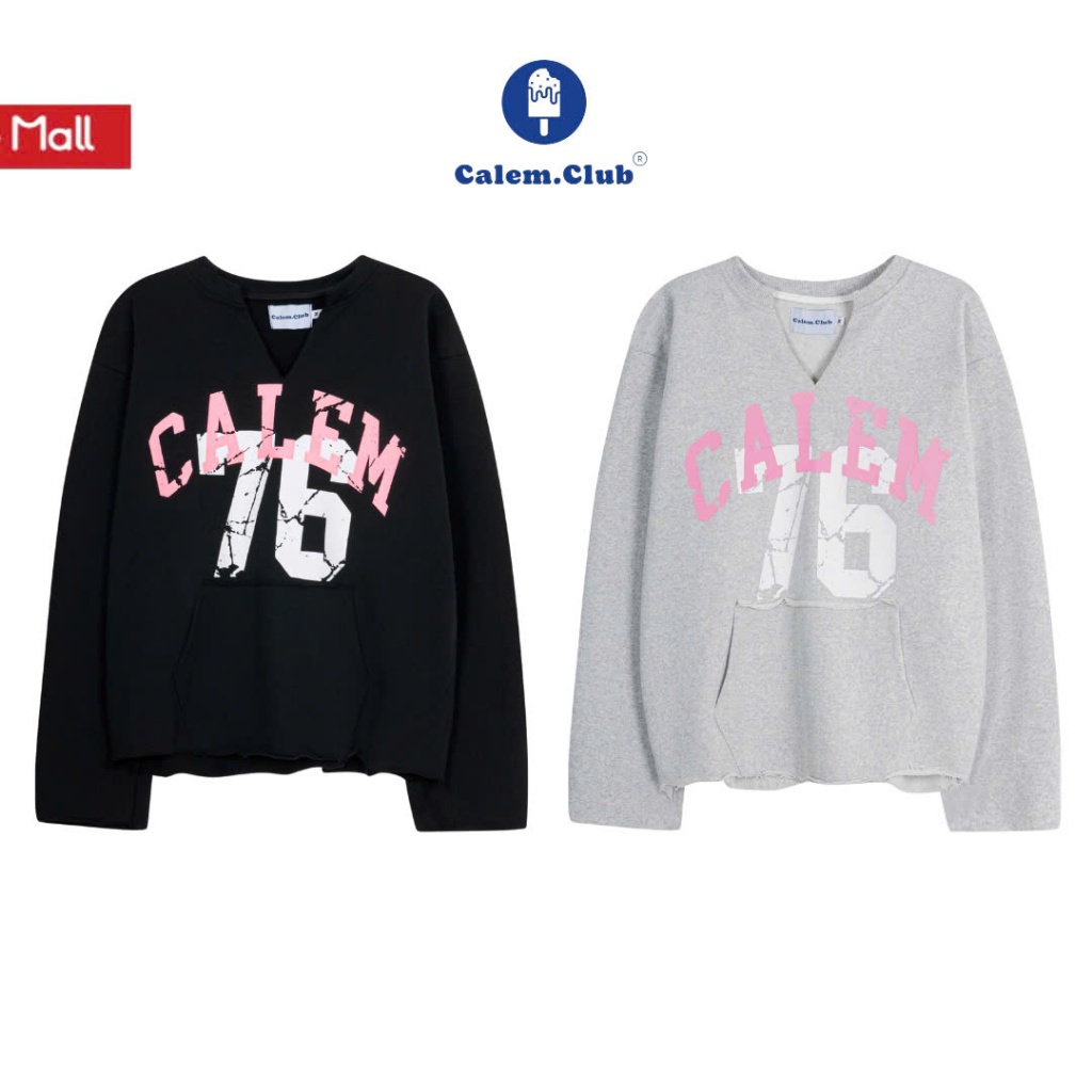 76 Calem.Club เสื้อสเวตเตอร์คอวีแขนยาวผ้าสักหลาดขาปู ฟอร์ม unisex ...