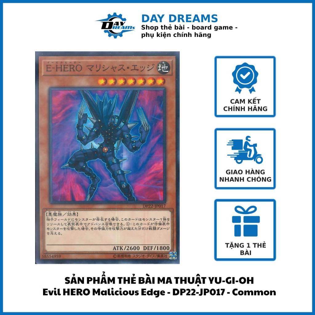 การ์ด YUGIOH ของแท้: Evil HERO Malicious Edge - DP22-JP017 - ทั่วไป | Shopee Thailand