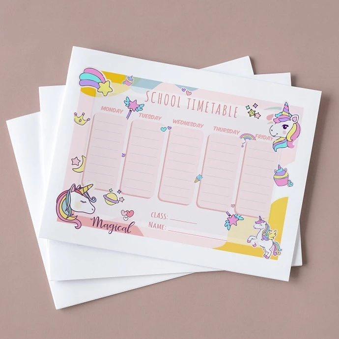 ชุด 5 แผ่น A4 Student Timetable พร้อมกาวและลอกแล้วติด | Shopee Thailand