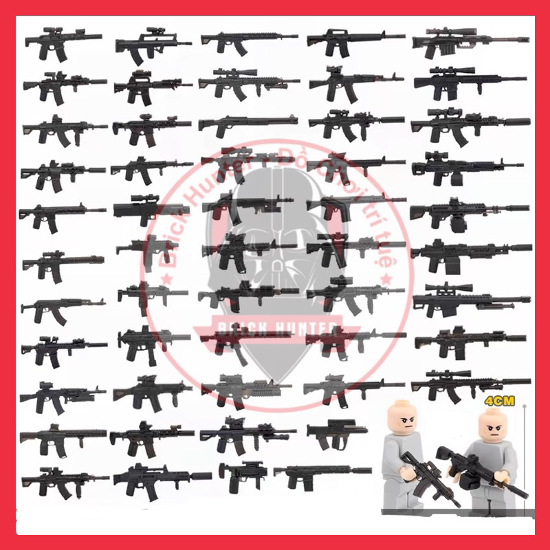 Army Minifigures Accessory 3d พิมพ์บิลเล็ตทุกชนิดของอุปกรณ์เสริมประกอบทหารอุปกรณ์รุ่น m4 hk416 ...