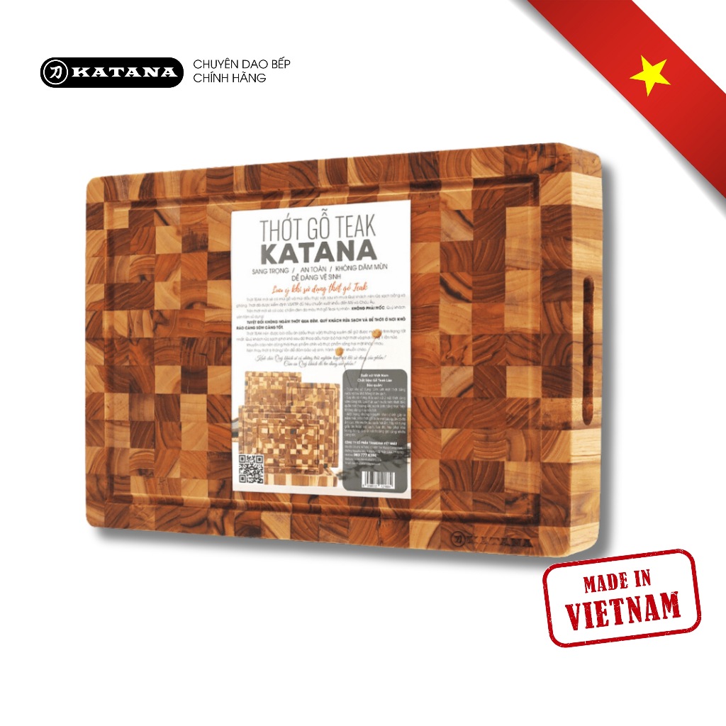 Katana เขียงไม้ไม้สัก ขนาดใหญ่ที่สุด หนา 3.8 ซม. - KT05 280x400x38 มม. ...
