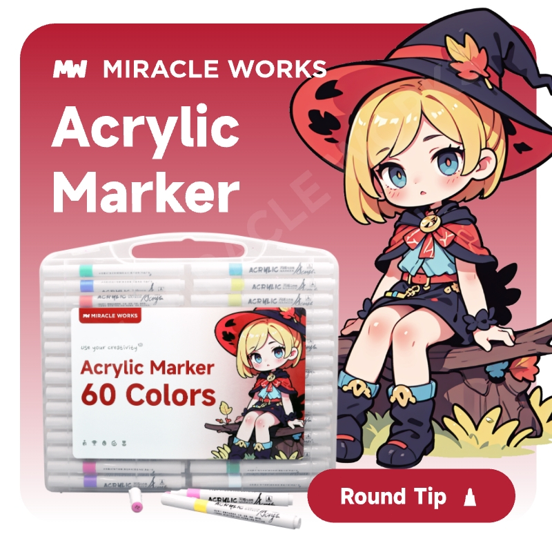 Miracle Works ปากกามาร์กเกอร์อะคริลิค 12/24/36/48/60 สี (หมึกเพิ่มเติม ...