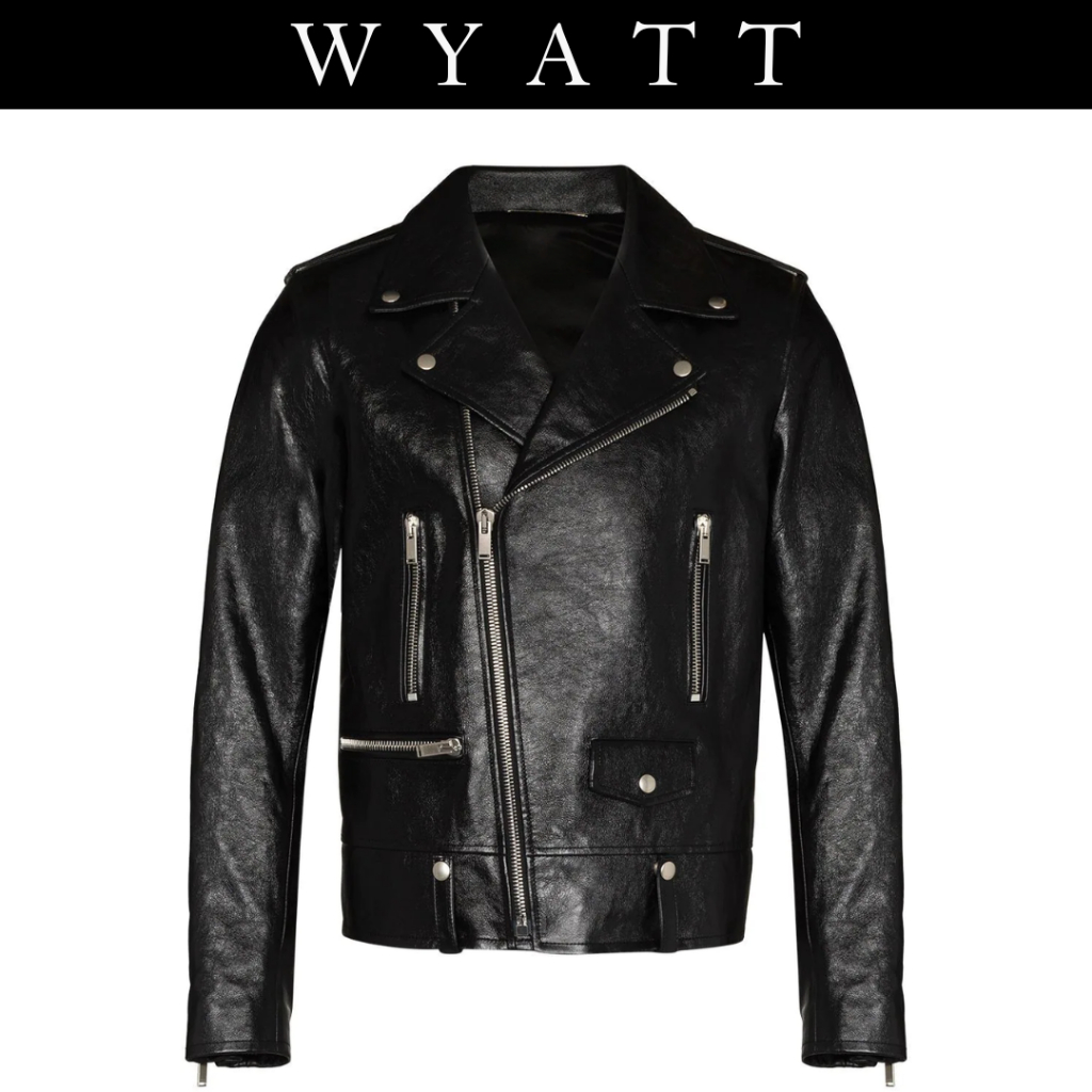 แบรนด์ท้องถิ่น Wyatt grained leather Biker Jacket - Wyatt Signature ...