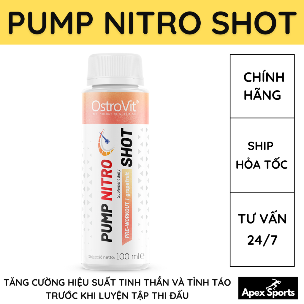 Ostrovit Pump Nitro Shot 100 ml เสริมสมรรถภาพ จิตและเตือนก่อนการฝึกอบรม ...