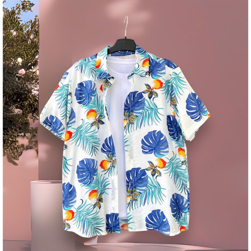 HAGUM Beach Shirt สไตล์ฮาวายเนื้อนุ่มเท่ ลายดอกไม้ stork ชุดกลุ่ม ...