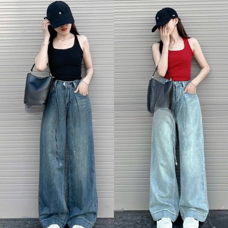 BLee-(S-2XL) - กางเกงยีนส์ขาตรงเอวสูง B99 ยีนส์เนื้อนุ่ม มี 2 ความยาว ...