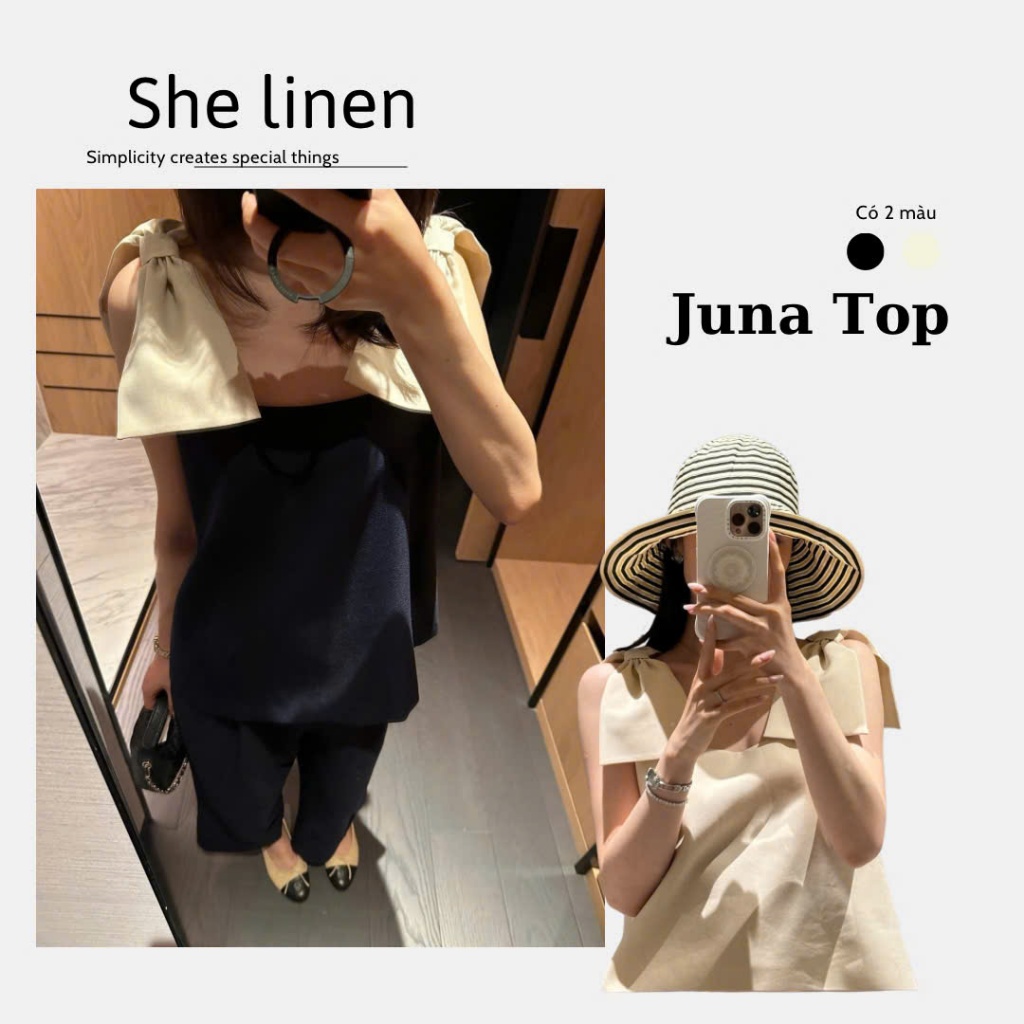 JUNA TOP- หูกระต่ายไหล่ผ้าลินินเธอ | Shopee Thailand
