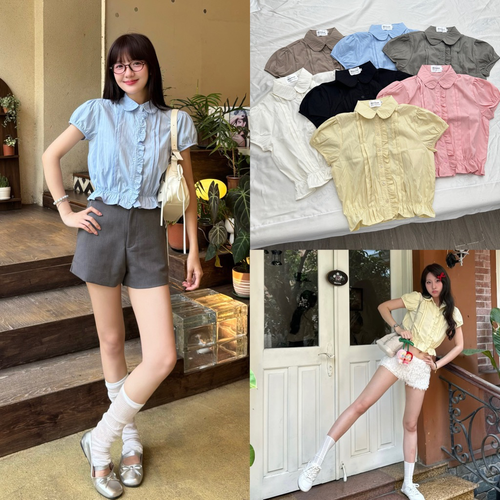 Zoe Top - DEROSE เสื้อเชิ้ตสไตล์คอกลมเร้าใจเอวเสื้อเชิ้ตน่ารัก | Shopee ...