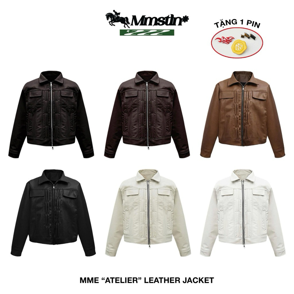 เสื้อกล้าม "ATELIER LEATHER" JACKET Boxy เสื้อแจ็คเก็ตหนังผ้าหนา ...