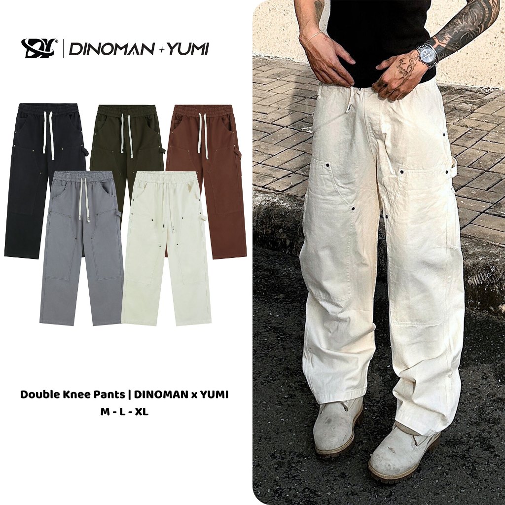 Dinoman Double Knee Khaki Pants & Yumi Soft Khaki Material 300gsm ...