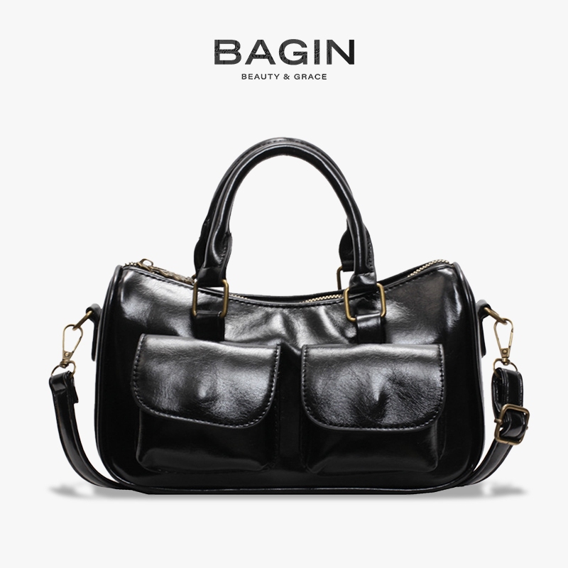 BAGIN กระเป๋าสะพายข้างหนังเงาหรูหราพร้อมสองช่องแฟชั่นทุกวัน | Shopee ...