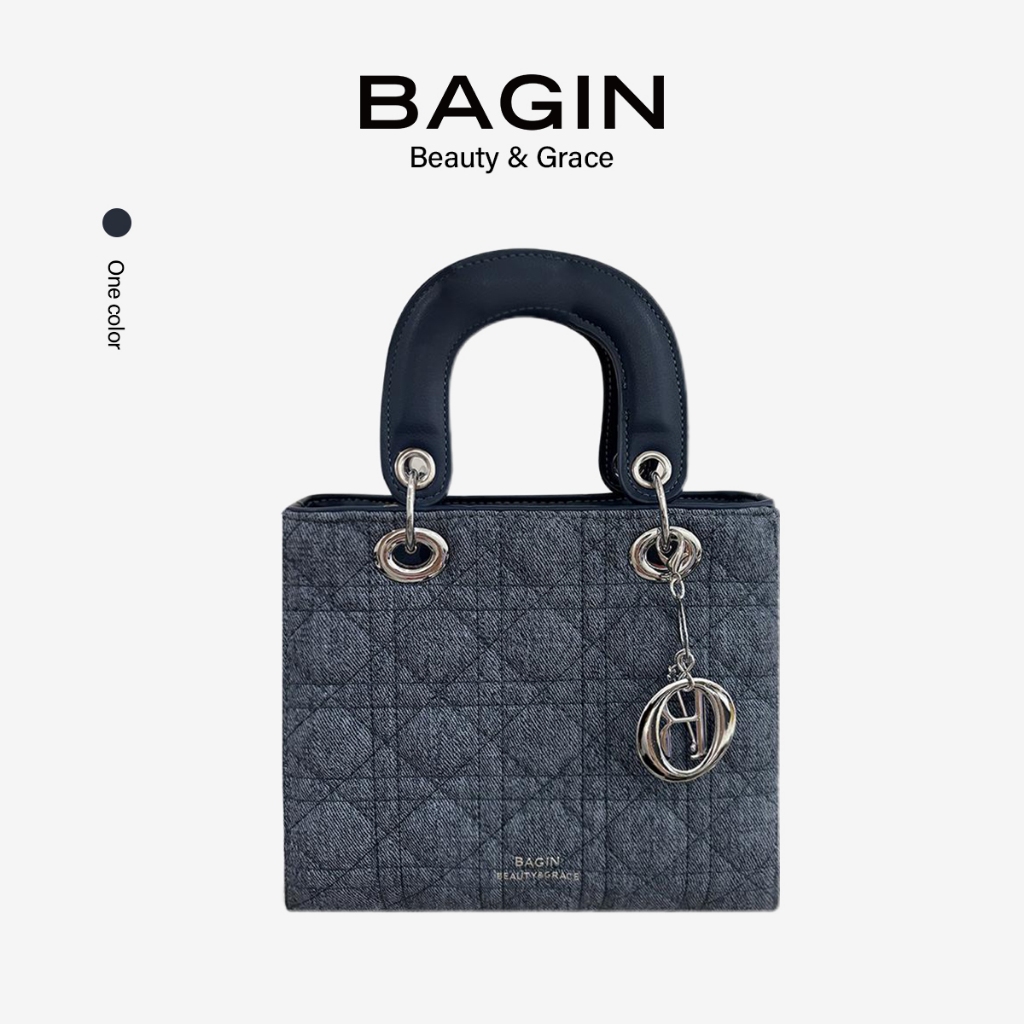 BAGIN กระเป๋าถือผู้หญิงเดนิมปาร์ตี้ทรงสี่เหลี่ยมมาพร้อมเสน่ห์สายยาวสุด ...