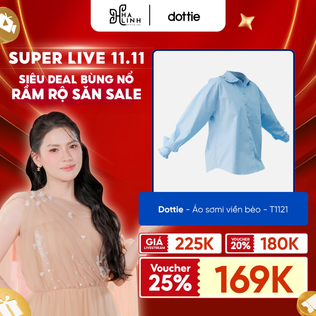 [Vo Ha Linh x Dottie] DOTTIE - เสื้อเชิ้ตจับจีบ - T1121 | Shopee Thailand