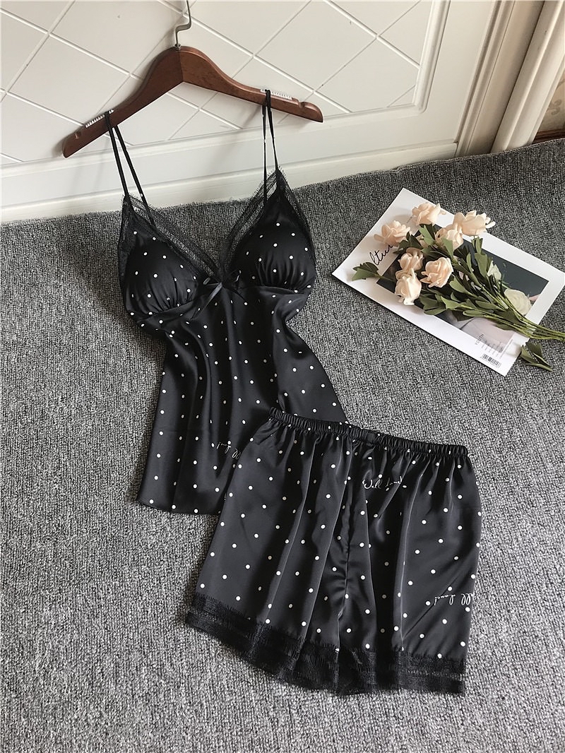 XAVIA V36 ชุดนอนลายลายจุดผ้าไหมซาตินคุณภาพสูงยี่ห้อ | Shopee Thailand