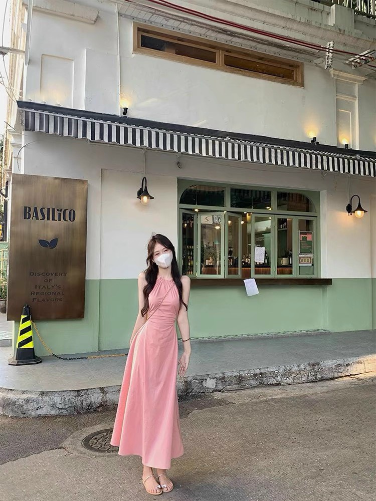 เดรสยาวสายเดี่ยวแม็กซี่เดรสยาวคล้องคอ ladylike คุณภาพสวย V890 PANOSI | Shopee Thailand