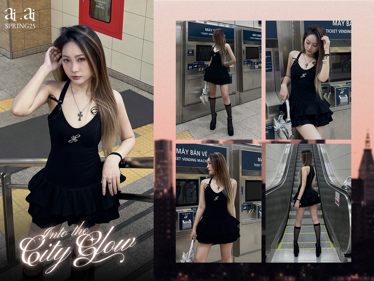 Liliana Dress AIAI OFFICIAL 2-Strap Flared Dress พร้อมสายหลังประดับหินและโลโก้โลหะ | Shopee Thailand