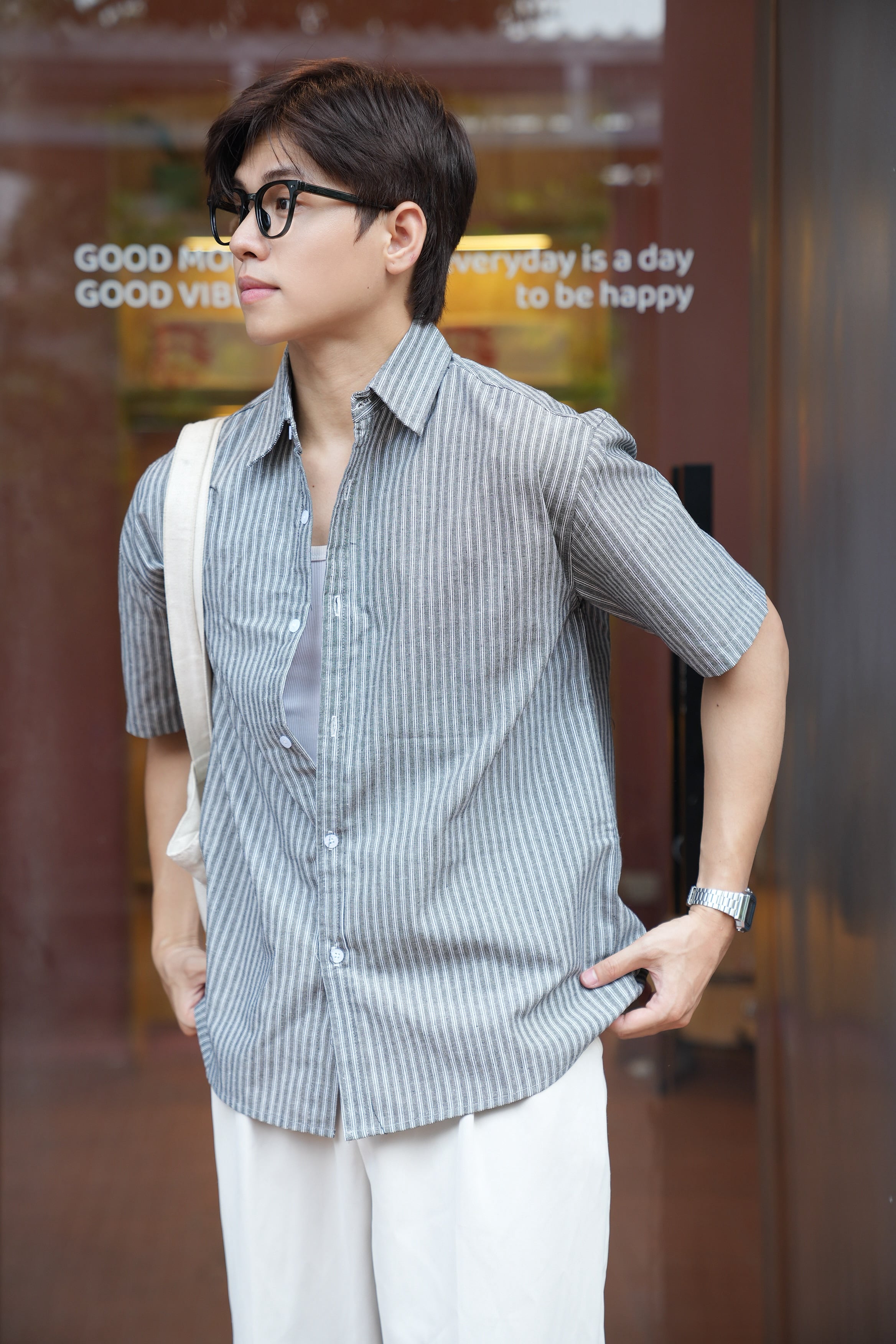 ZuteEE เสื้อเชิ้ตแขนยาวลายสก๊อต LINEN คอปกเยอรมันเย็นเสื้อเชิ้ตแขนกว้าง ...