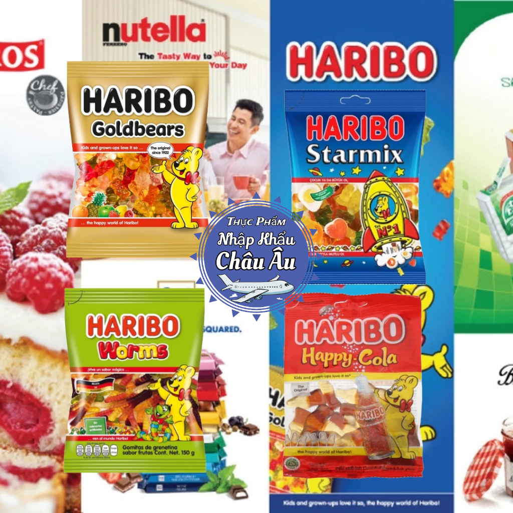 Haribo Goldbears Marshmallow Chips, Happy Cola, Starmix, Worms 80gr ...