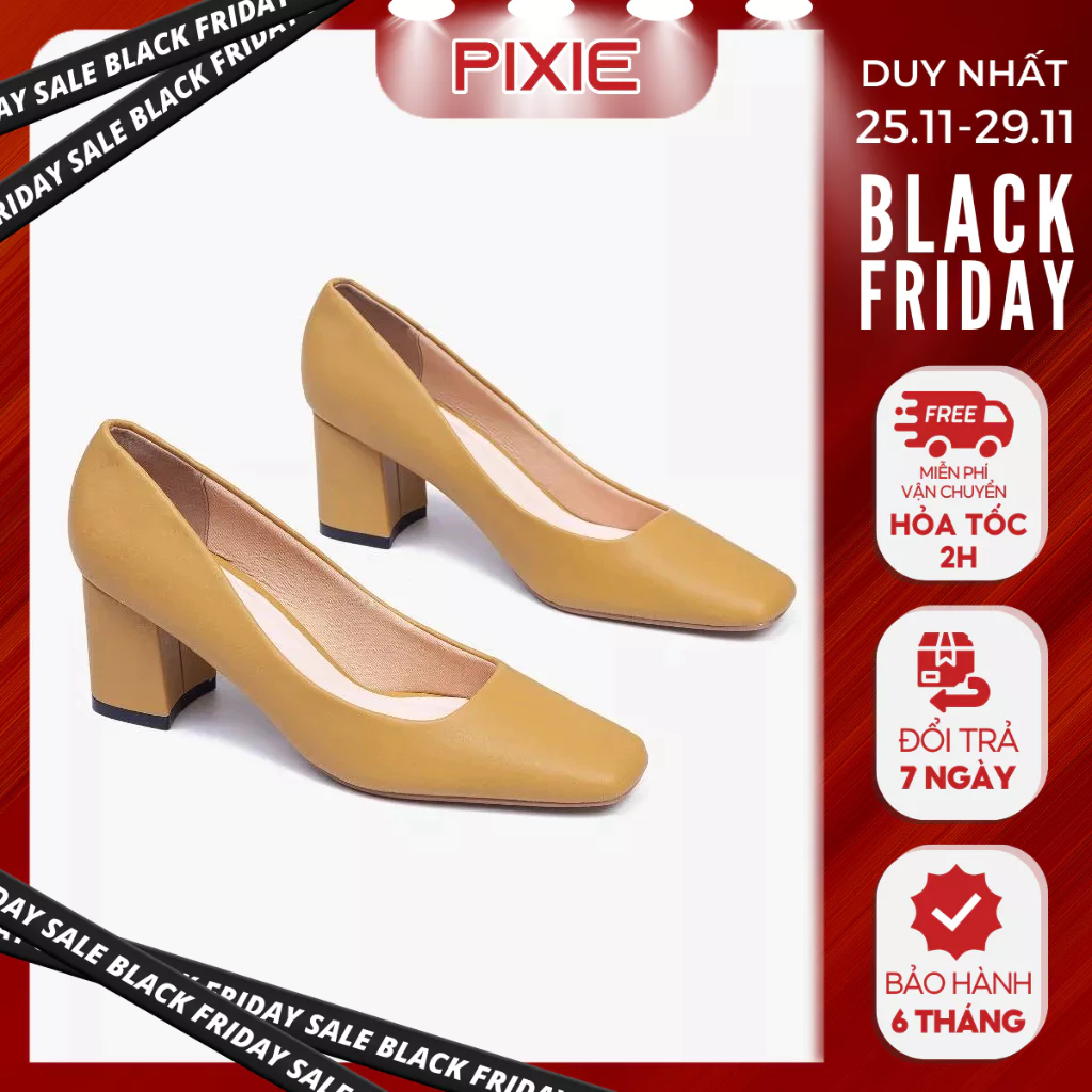 Pixie X558 รองเท้าส้นสูงสแควร์ Toe สําหรับผู้หญิง 5 ซม. | Shopee Thailand